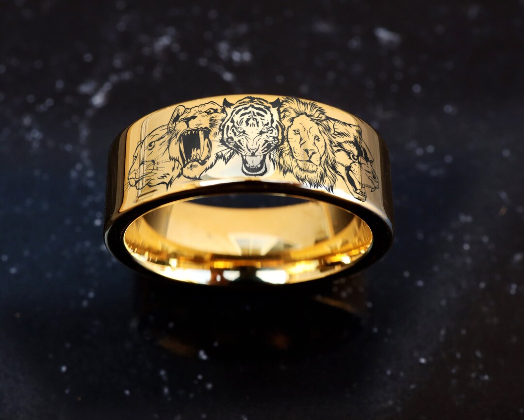 Wildlife Wedding Band, Big Cat Wedding Ring, Feline Predator Ring ...