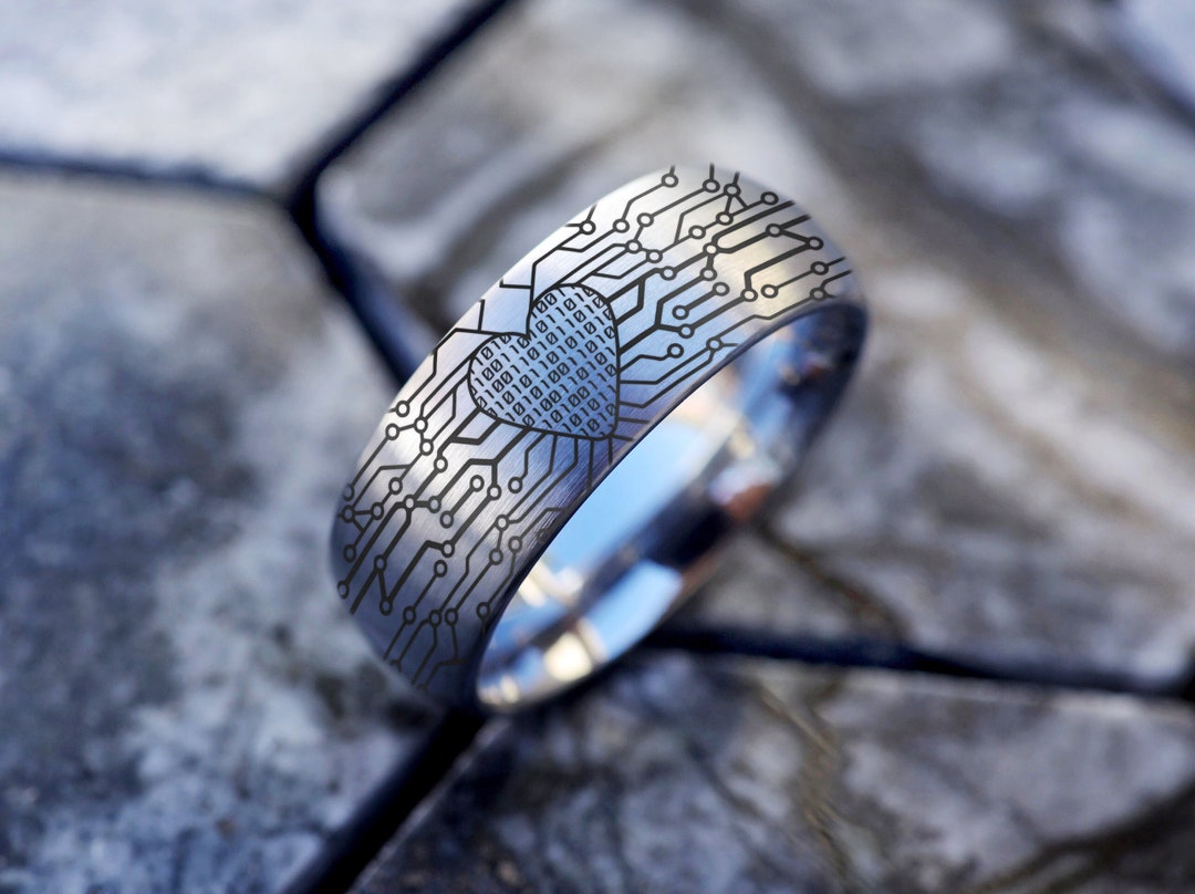 Binary Code Circuit Ring, Circuit Board Wedding Band, Circuit Board ...