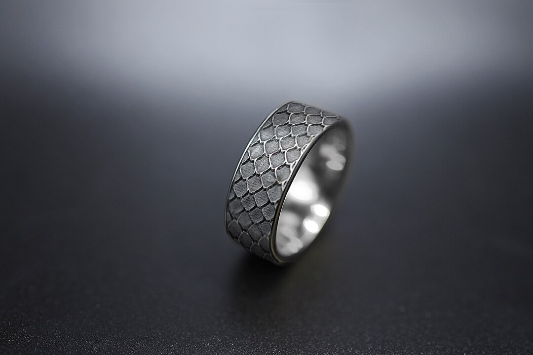 Dragon Scale Carved Engraved Ring, Dragon Scales Mythical Wedding Band ...