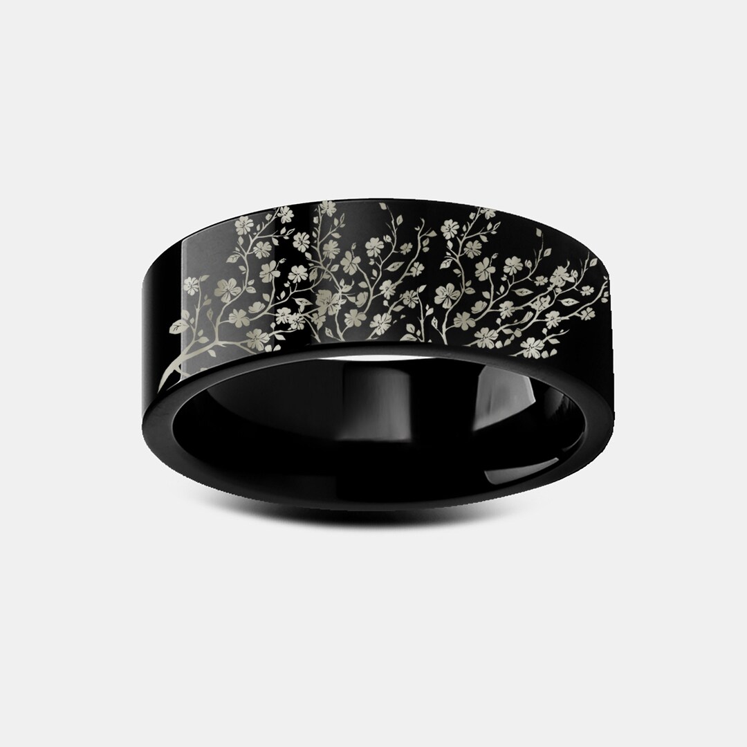 Cherry Blossom Wedding Ring, Cherry Blossom Engagement Ring, Sakura ...