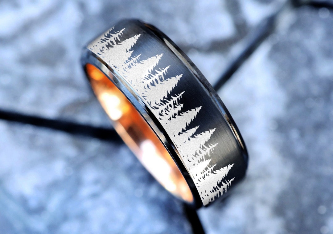Nature Landscape Mountain Range Wedding Band, Tree Forest Wedding Band ...