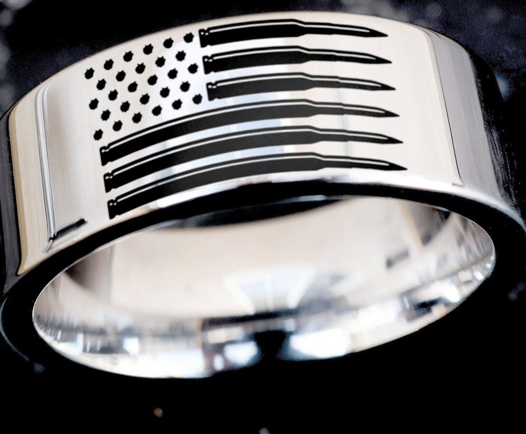 American Flag Wedding Band, American Flag Ring, USA Ring, United States ...