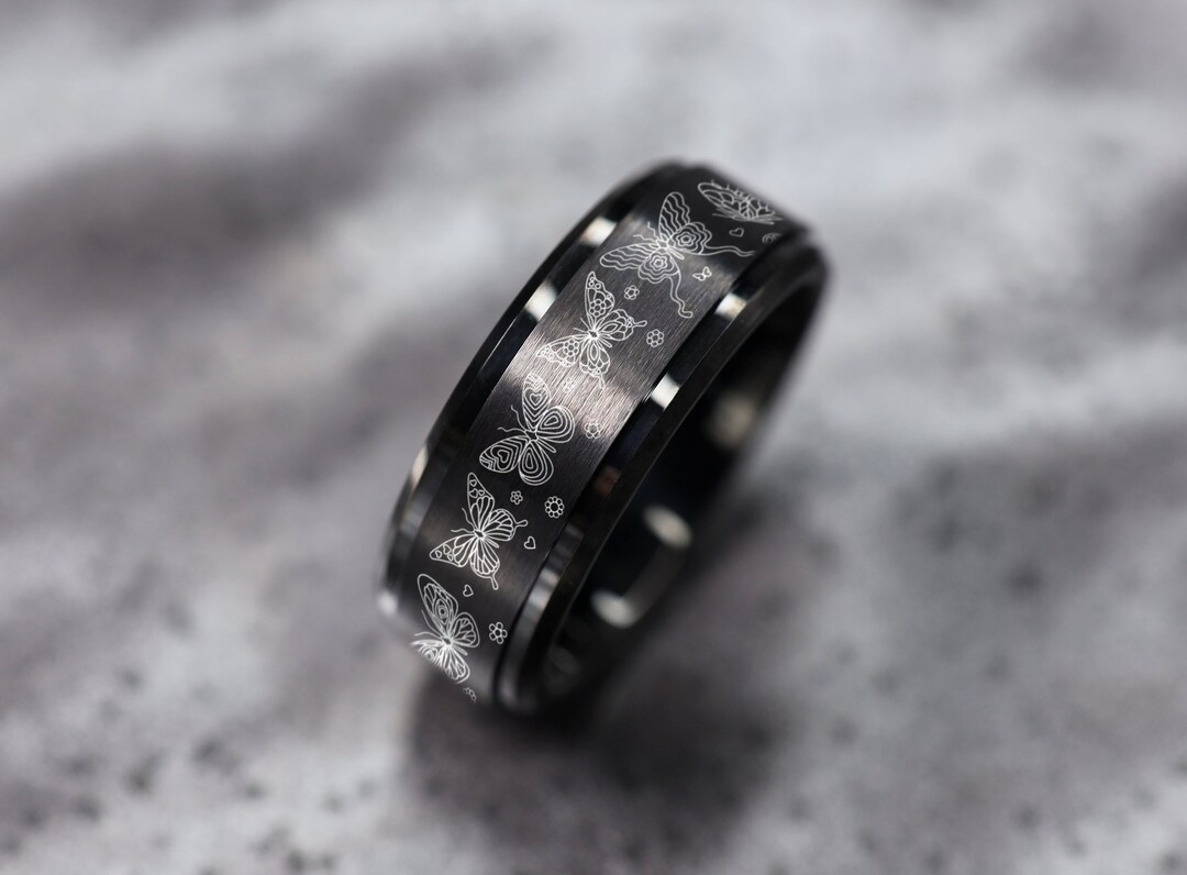 Butterfly Wedding Band, Butterfly Wedding Ring, Monarch Jewelry, Winged ...