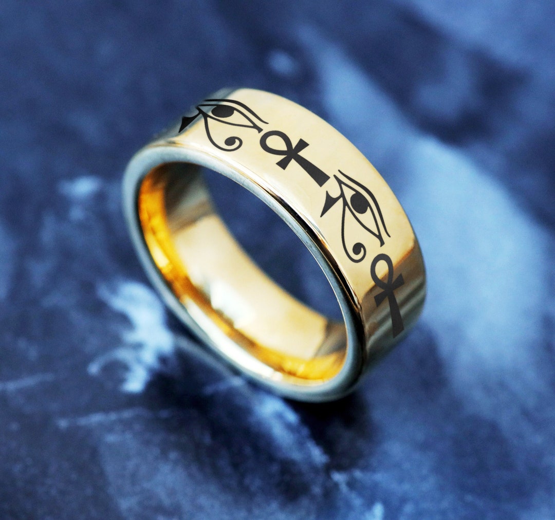 Egyptian Hieroglyphics Ring, Eye of Horus Ring, Ankh Egypt Ring, Eye of ...