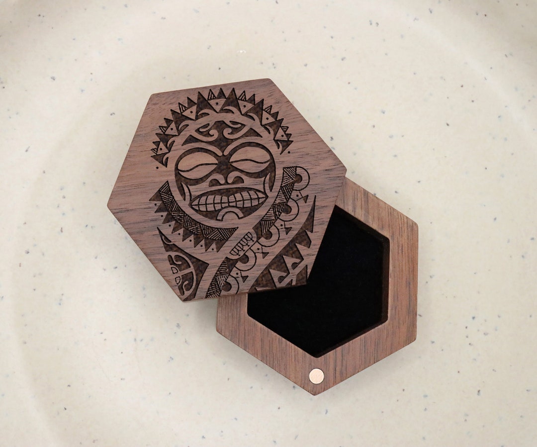 Tribal Ring Box, Polynesian Wedding Ring Box, Hawaiian Engraved ...