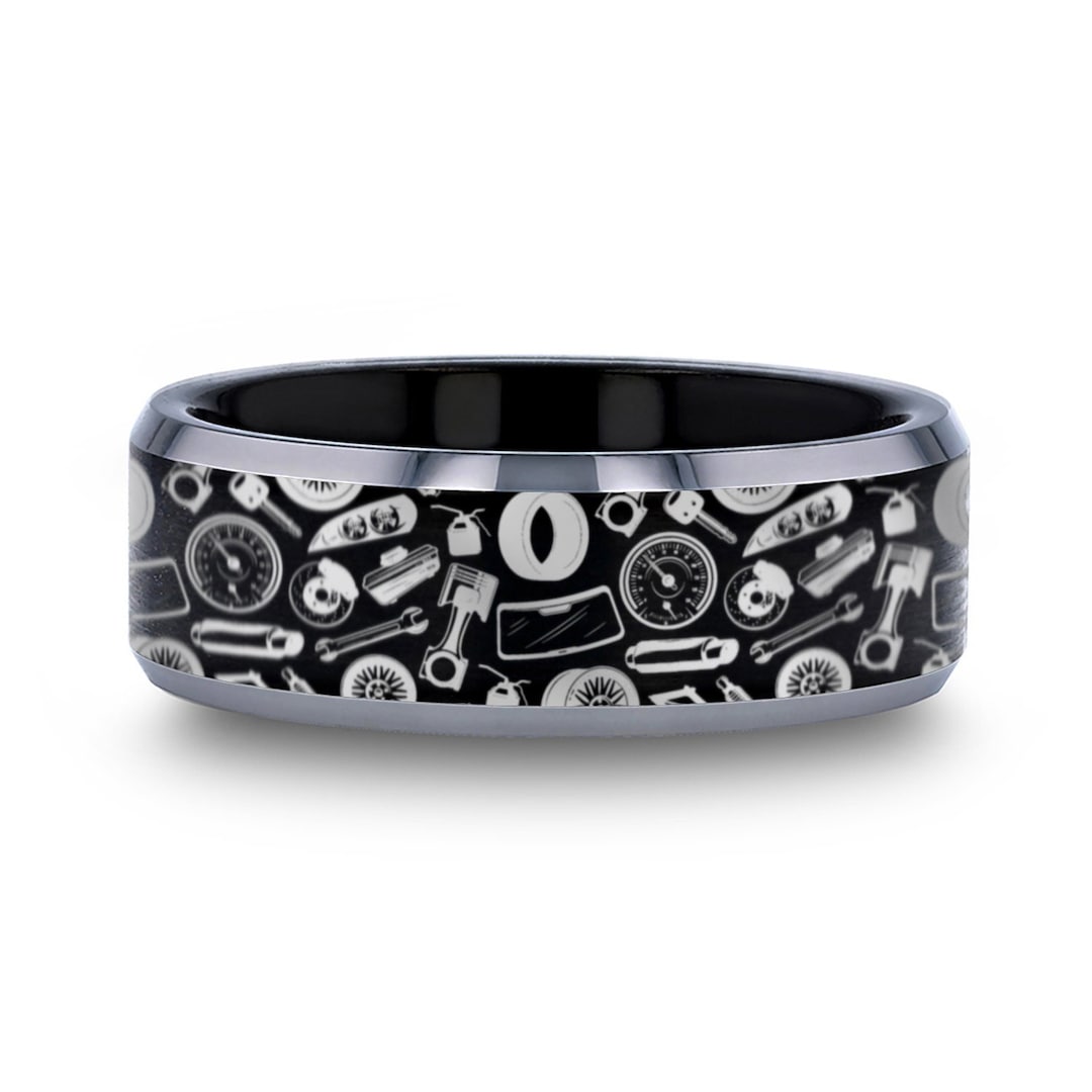 Car Mechanic Wedding Ring Auto Parts Ring Mechanic Wedding Band, Wrench ...