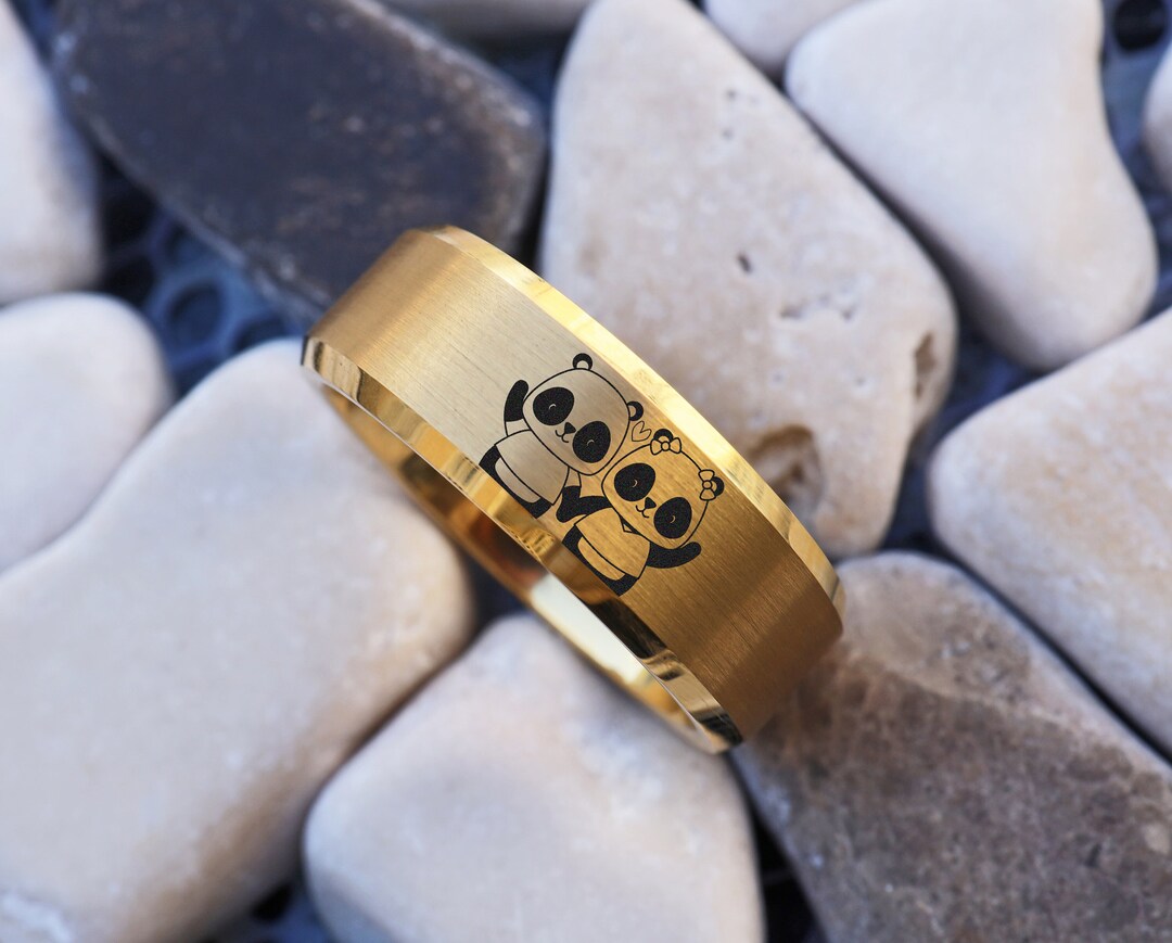 Panda Couple Wedding Band, Married Pandas Engagement Ring, Cute Panda ...