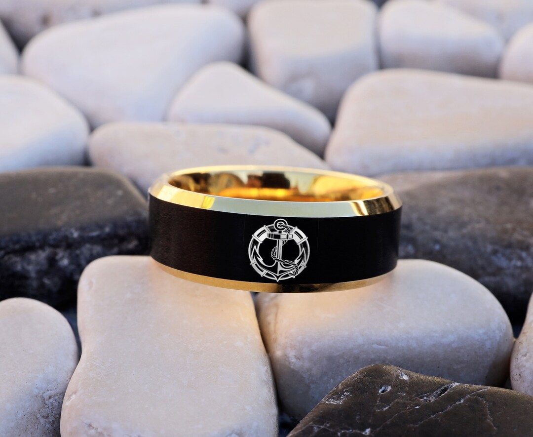 Sailor Anchor Wedding Band, Mariner Ring, Shipmate Ring, Skipper ...