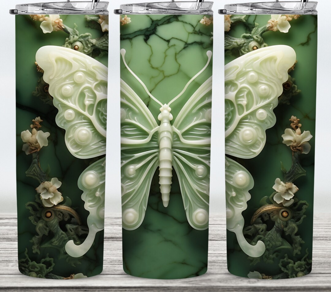 Jade Butterfly Wrap, Tumbler Wrap, 3D Tumbler Design, Skinny ...