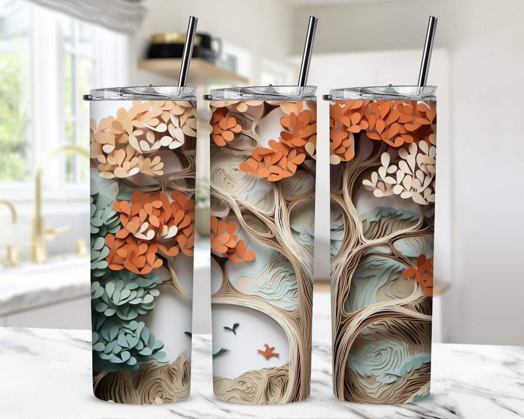 String Tree Muted Color Tumbler Wrap PNG 3D Tumbler Design Skinny ...