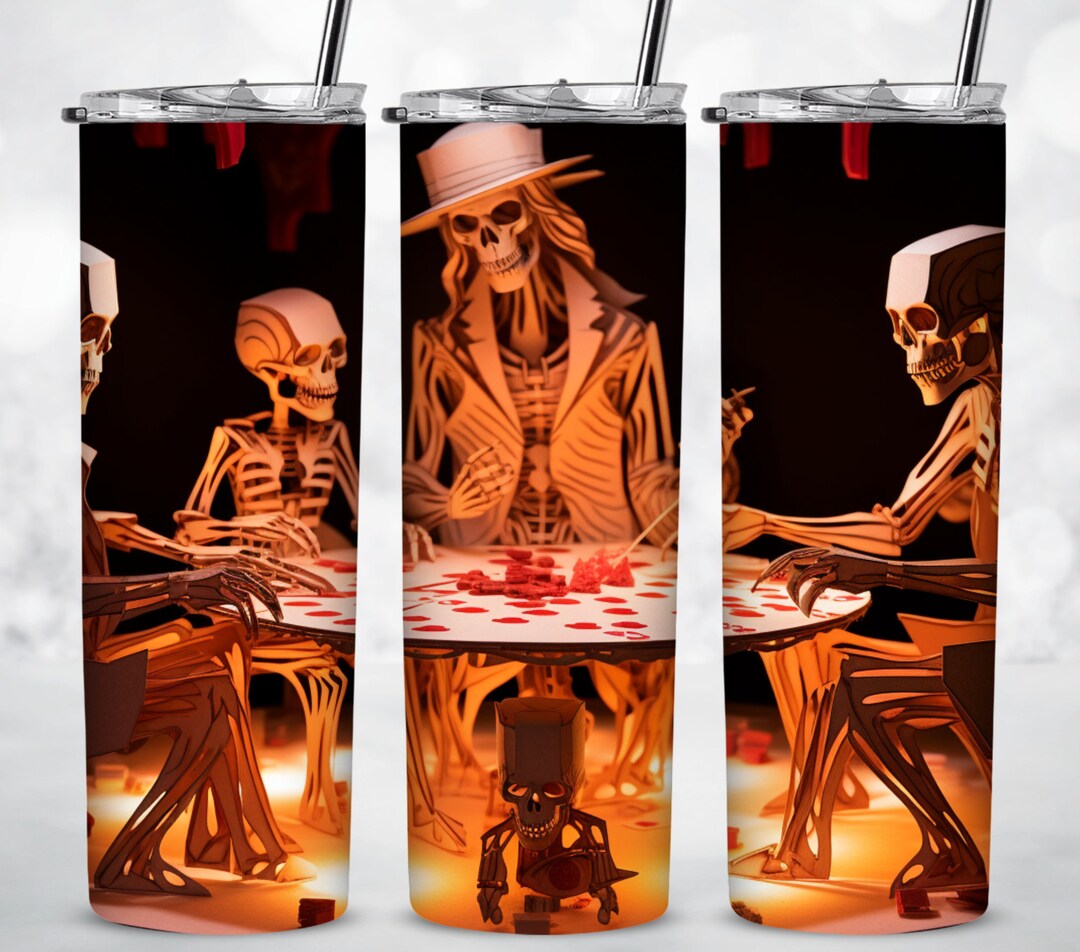 Skeletons Playing Halloween Tumbler Wrap PNG 3D Tumbler Design Skinny ...