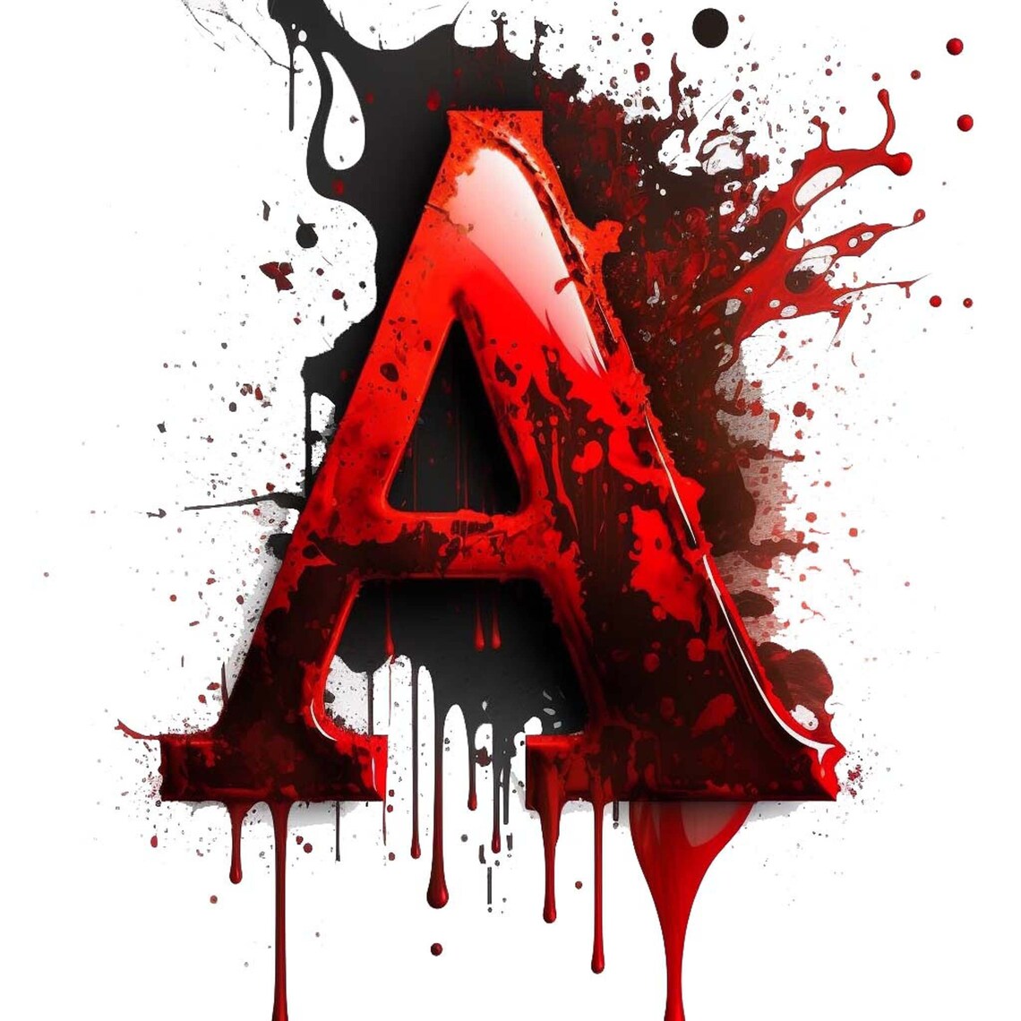 Letter A Splashed With Red and Black Paint. - Etsy