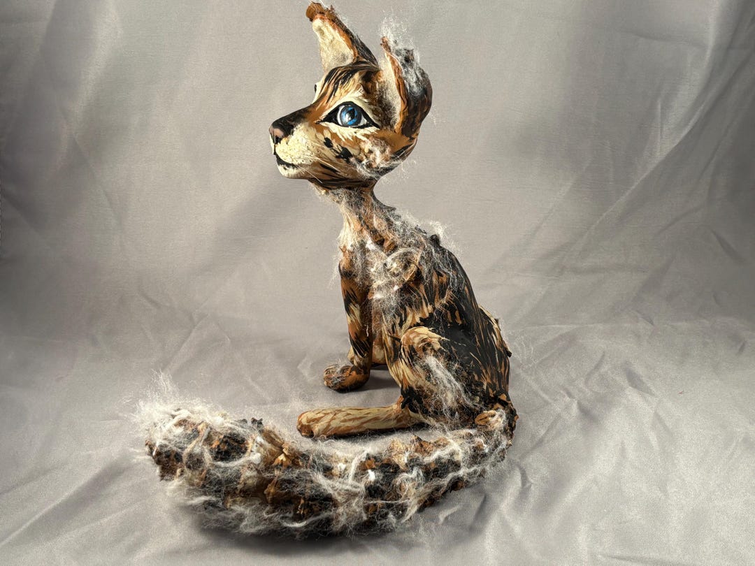 Handmade Sculpted Feline Torbie Cat Art Doll OOAK With Pine Cone Scale ...