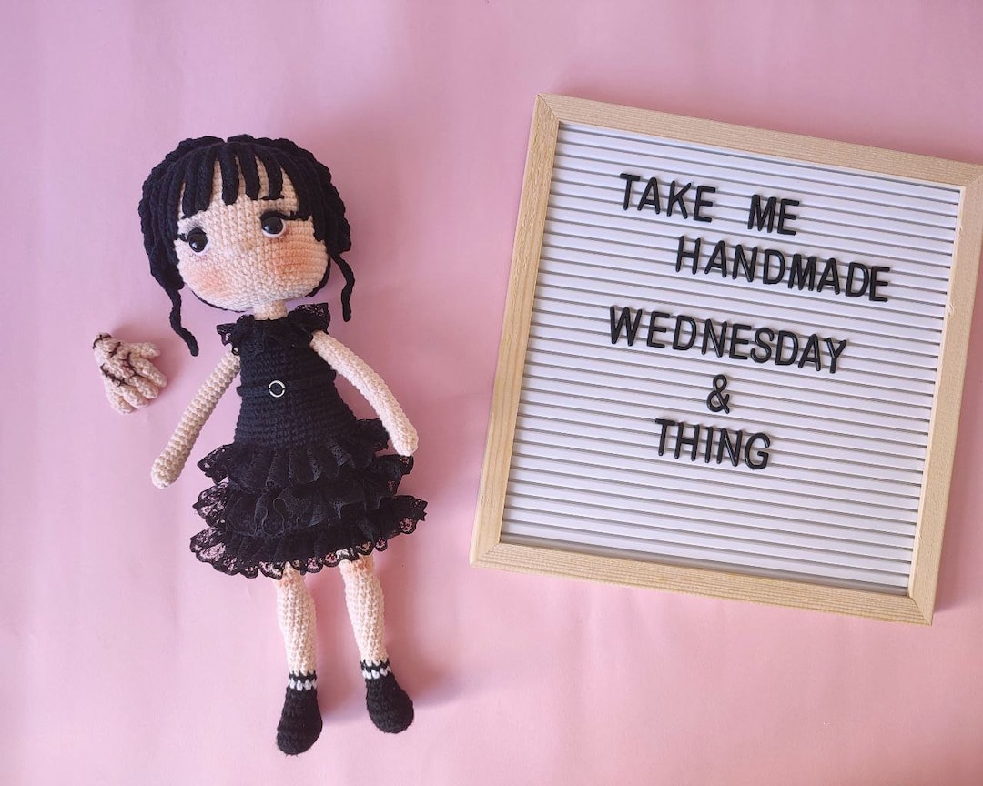 Wednesday Addams Character Doll, Crochet Stuff Doll, Handmade Amigurumi ...