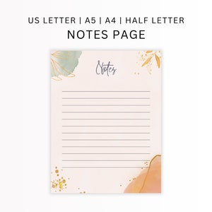 Bohemian Style Lined Notes Printable, Leaf Design, Printable Planner ...