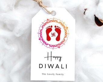 Happy Diwali Gift Tag Printable Diwali Tag Editable Deepawali Gift Tag ...