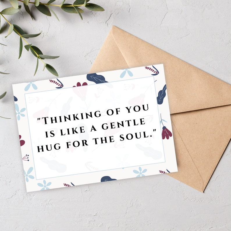 Thinking of You is Like a Gentle Hug for the Soul Quote Card Long ...