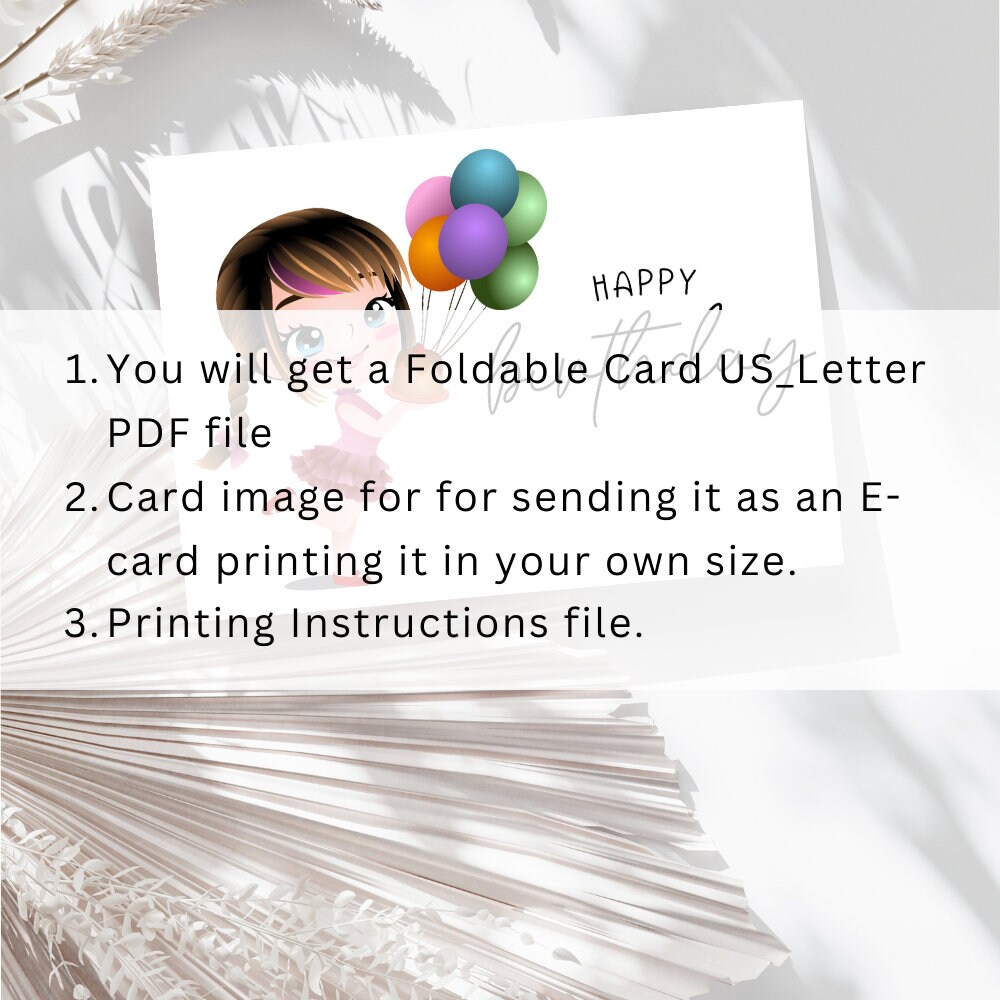 Happy Birthday Card Printable, Girl Birthday Card, Unique Birthday ...