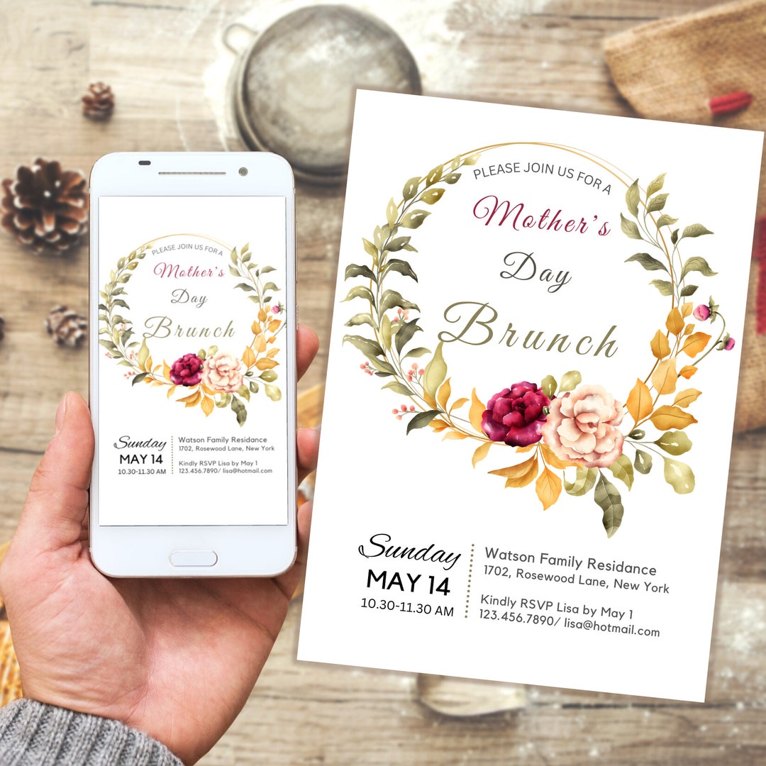 Mother's Day Invitation Editable Printable Template, Personalized Rose ...