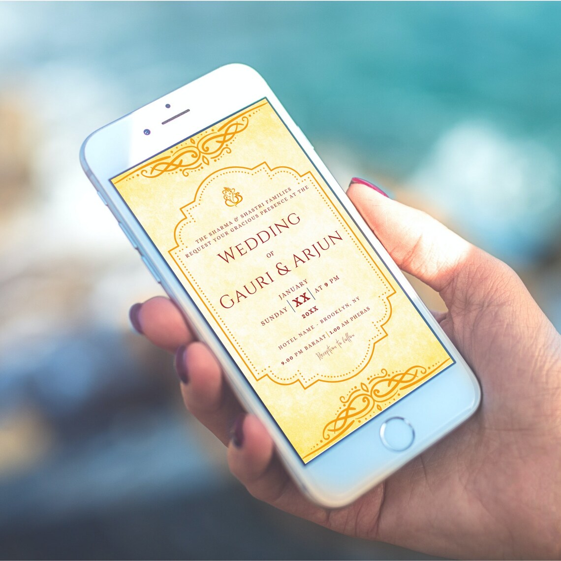 Hindu Wedding Invitation Indian Wedding Electronic Invitation Template Indian Wedding Invite ...