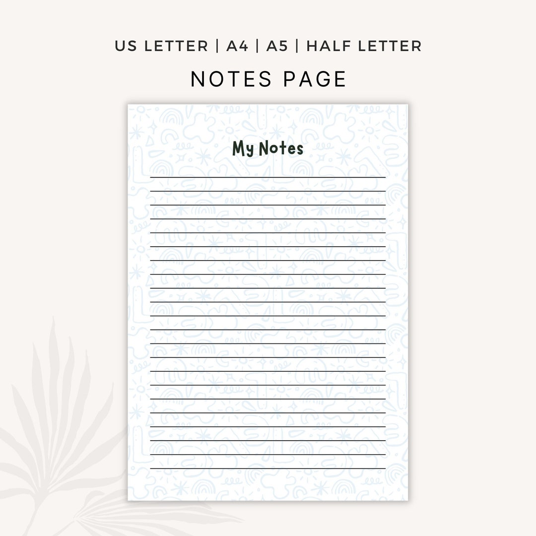 Note Taking Template Printable Shape Seamless Pattern Notes Page ...