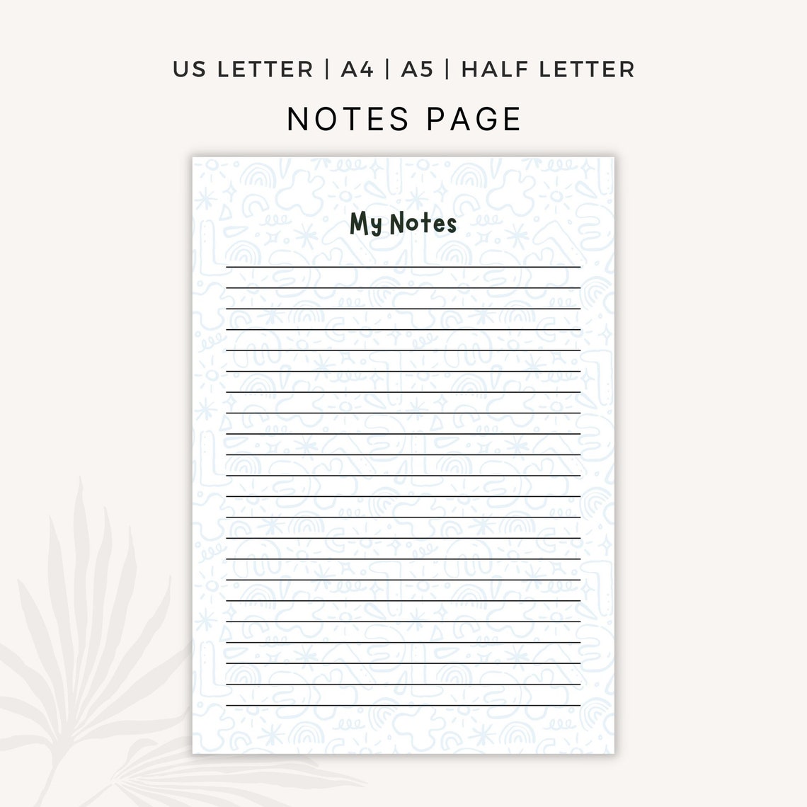 Note Taking Template Printable Shape Seamless Pattern Notes Page ...
