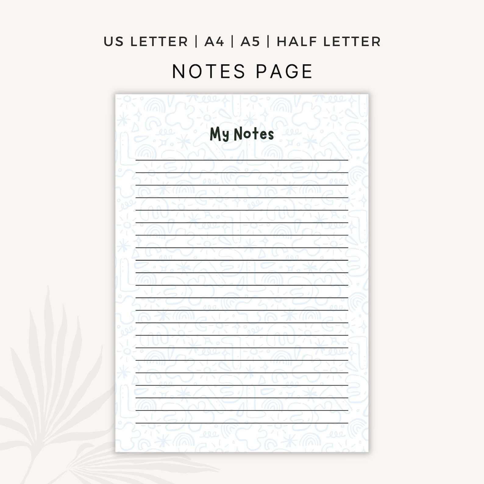 Note Taking Template Printable Shape Seamless Pattern Notes Page ...