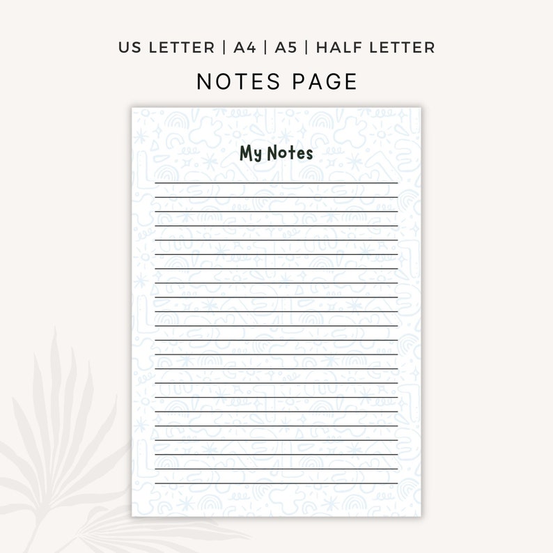 Note Taking Template Printable Shape Seamless Pattern Notes Page ...