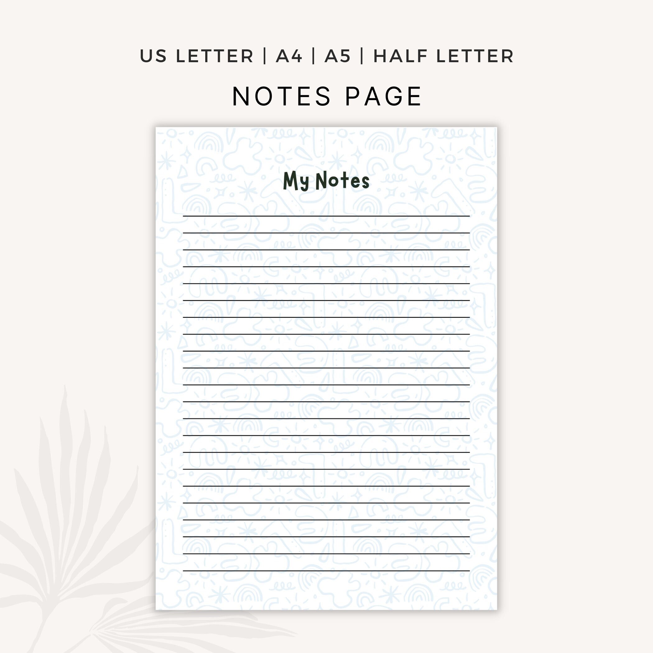 Note Taking Template Printable Shape Seamless Pattern Notes Page ...