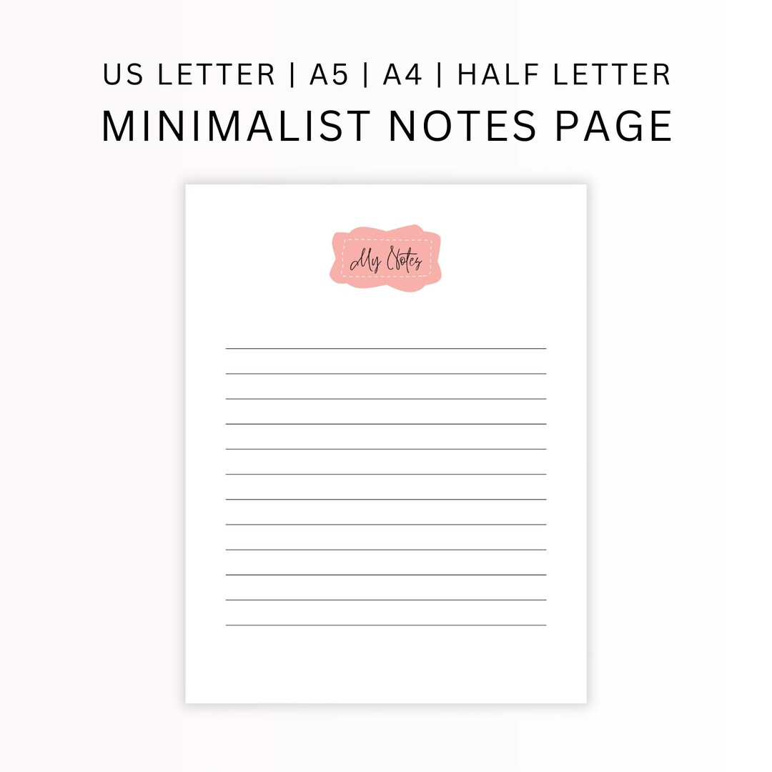 Note Taking Template Printable Minimalist Notes Page Printable Lined ...