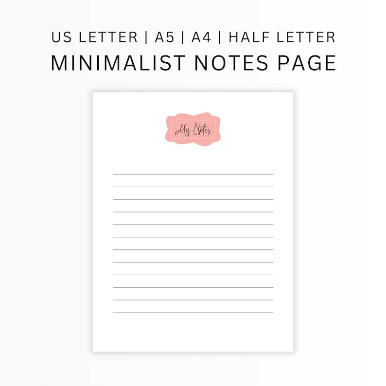 Note Taking Template Printable Minimalist Notes Page Printable Lined ...