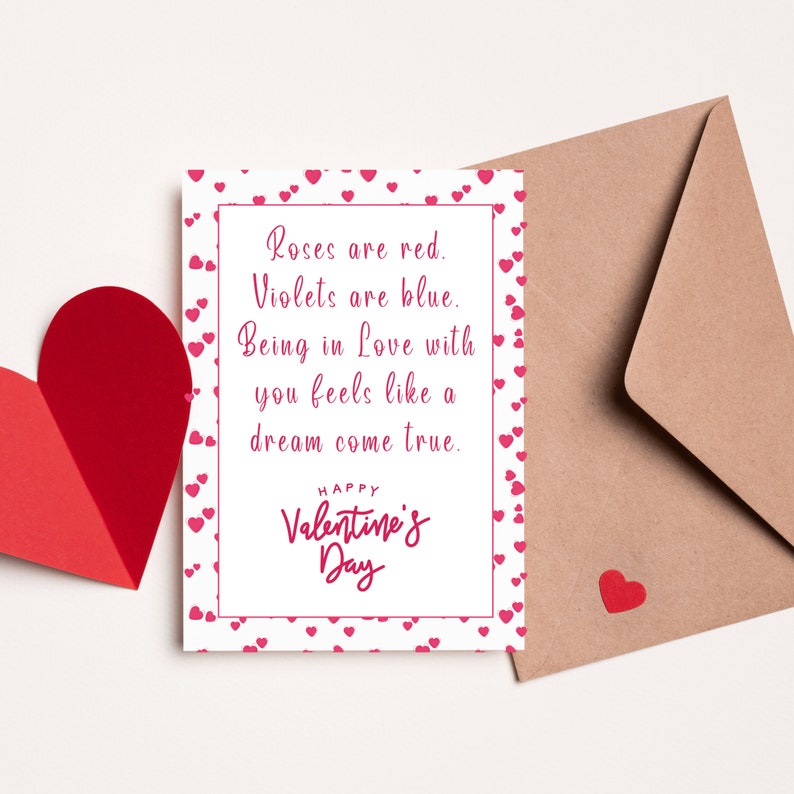 Happy Valentine Printable Card With Red Hearts, Card With Heart ...