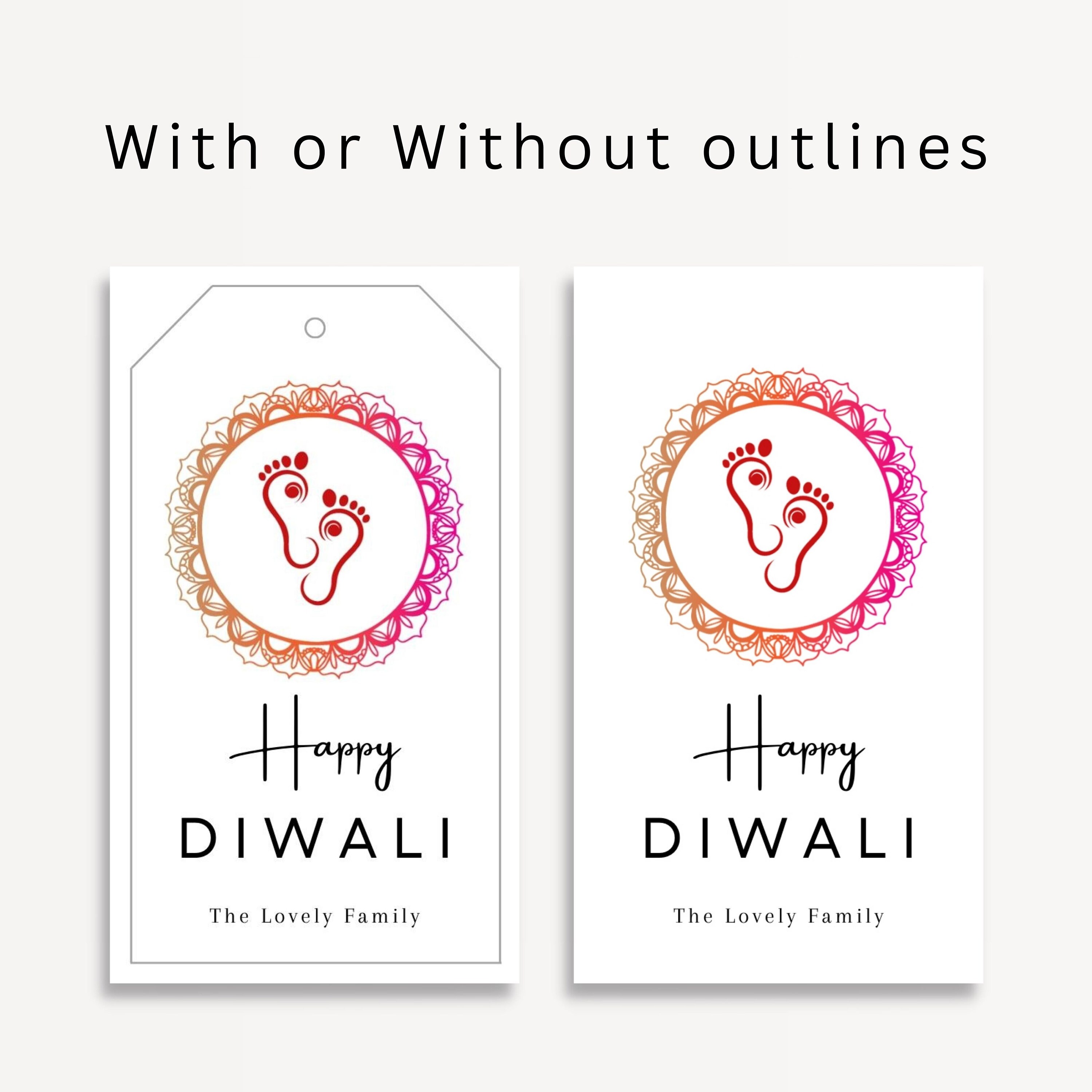 Happy Diwali Gift Tag Printable Diwali Tag Editable Deepawali Gift Tag ...