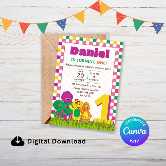 Barney Birthday Invitation Templates