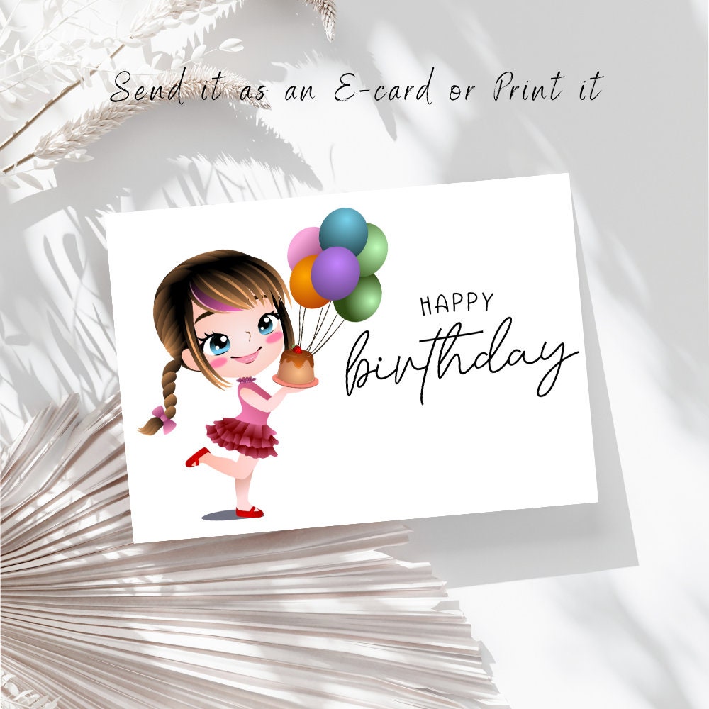 Girl Party Printable Happy Birthday Card A Daughter As Wonderful As