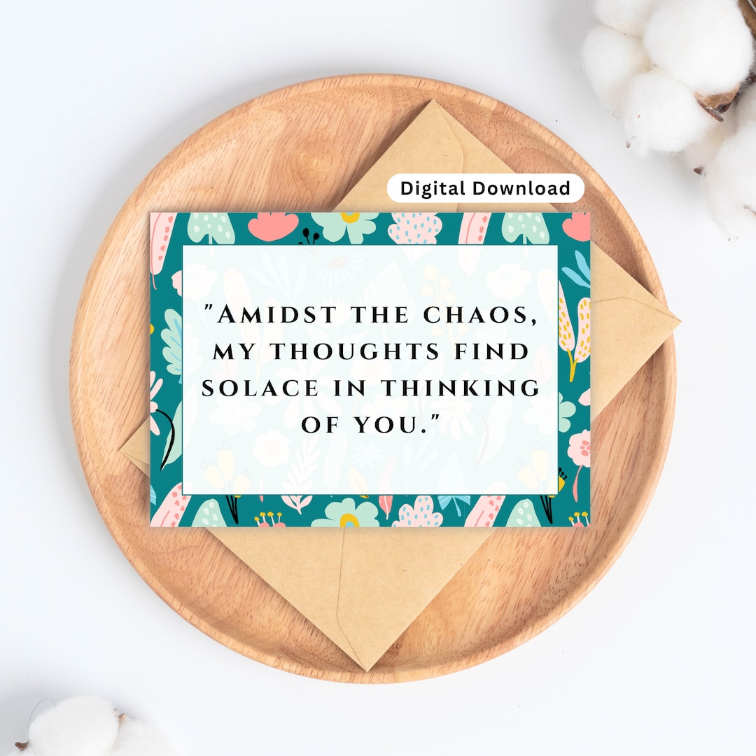 Thinking of You Card, Sympathy Card Printable Quote Card, Long Distance ...