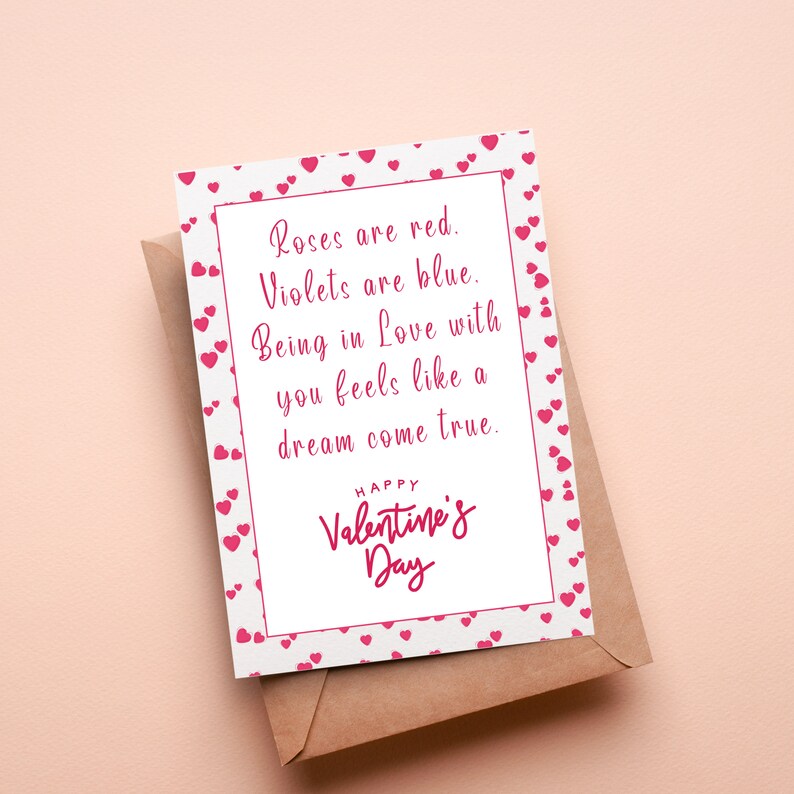 Happy Valentine Printable Card With Red Hearts, Card With Heart ...