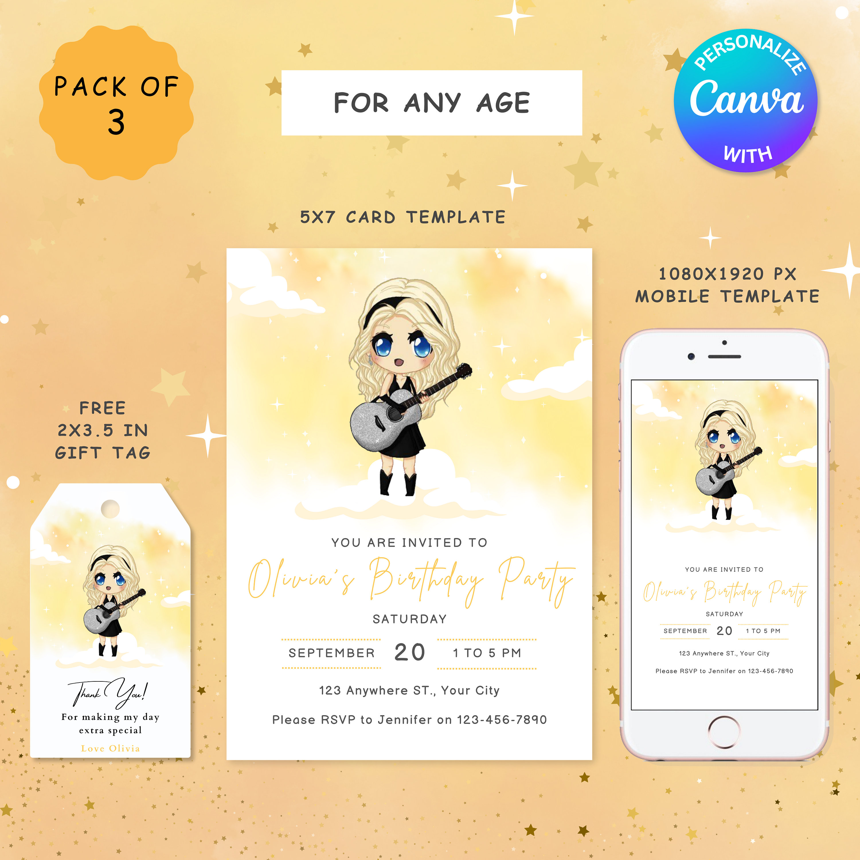 Taylor Swift Birthday Invitation Template, Digital Party Invite for Any ...