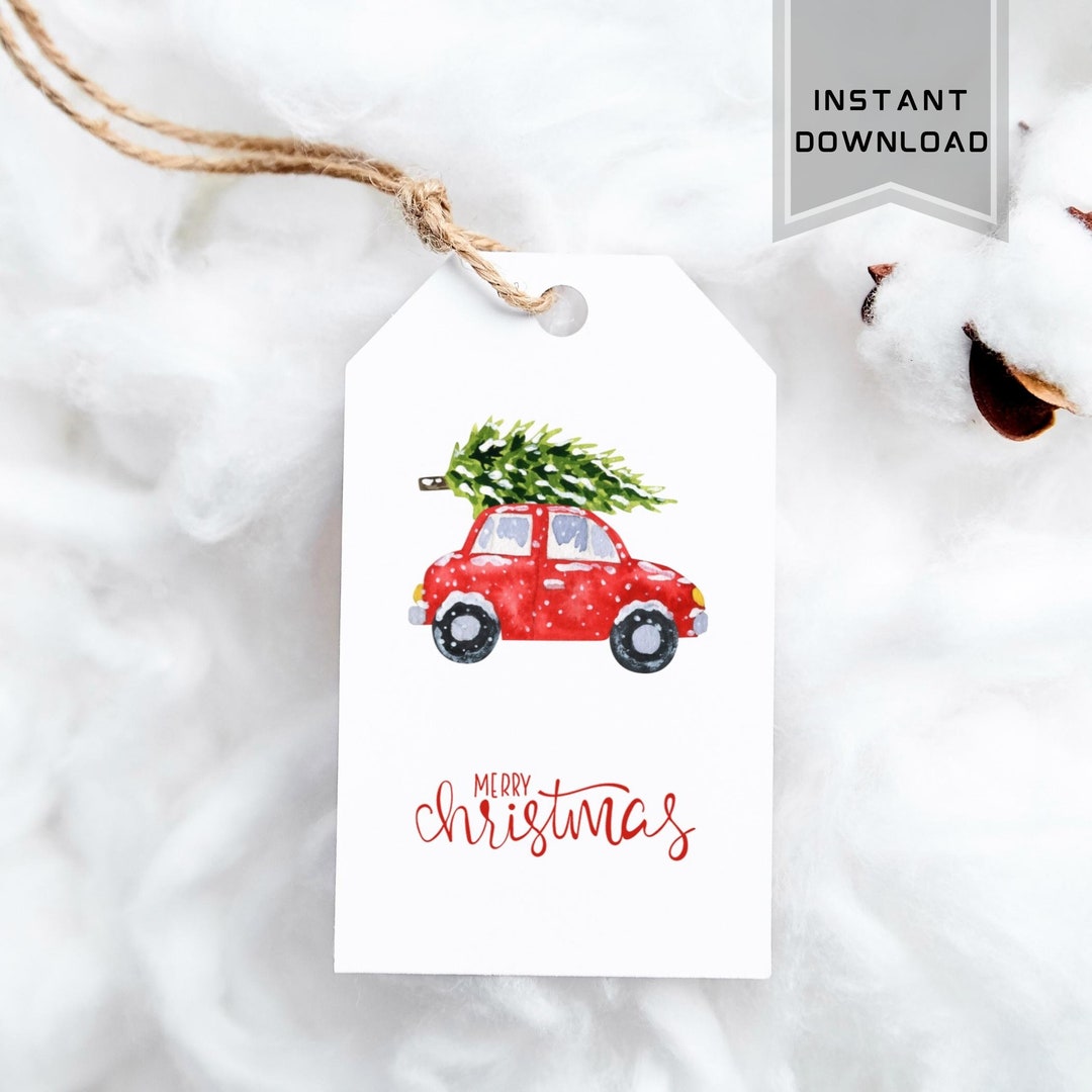 Holiday Cars Gift Tag Printable Christmas Treat Tag Christmas Stocking ...