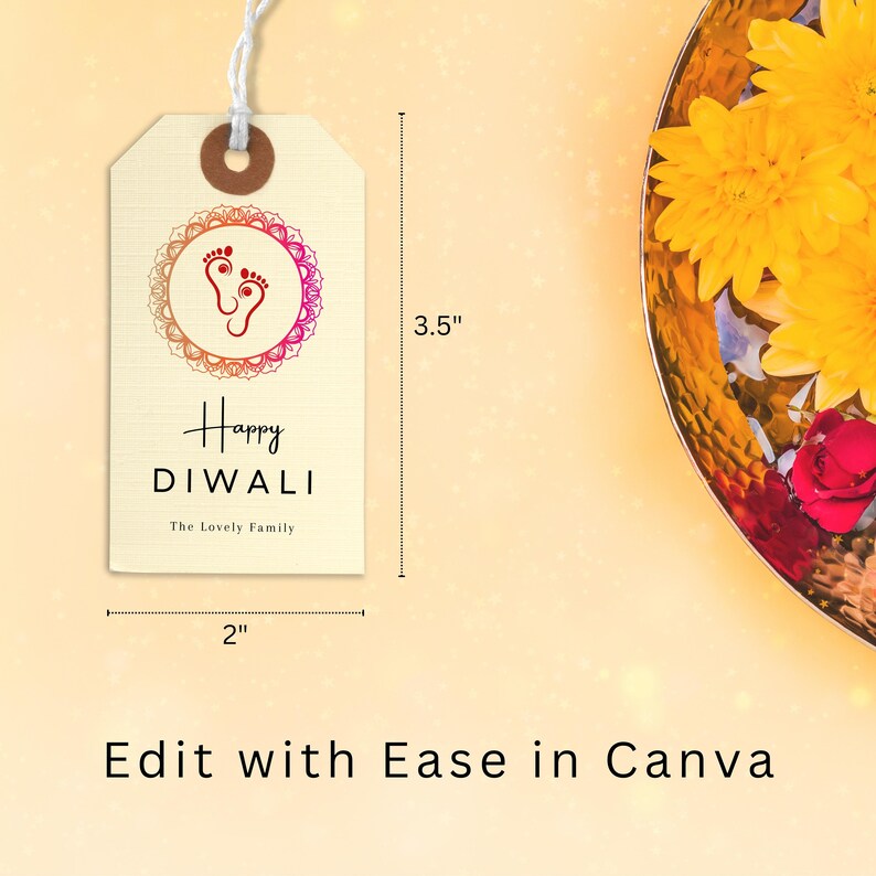 Happy Diwali Gift Tag Printable Diwali Tag Editable Deepawali Gift Tag ...