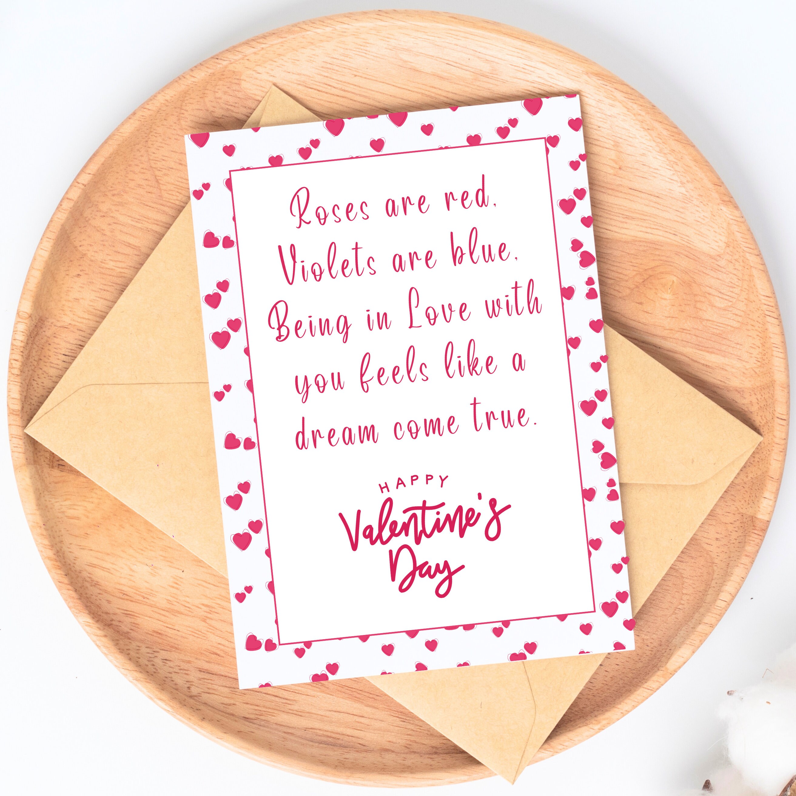 Happy Valentine Printable Card With Red Hearts, Card With Heart ...