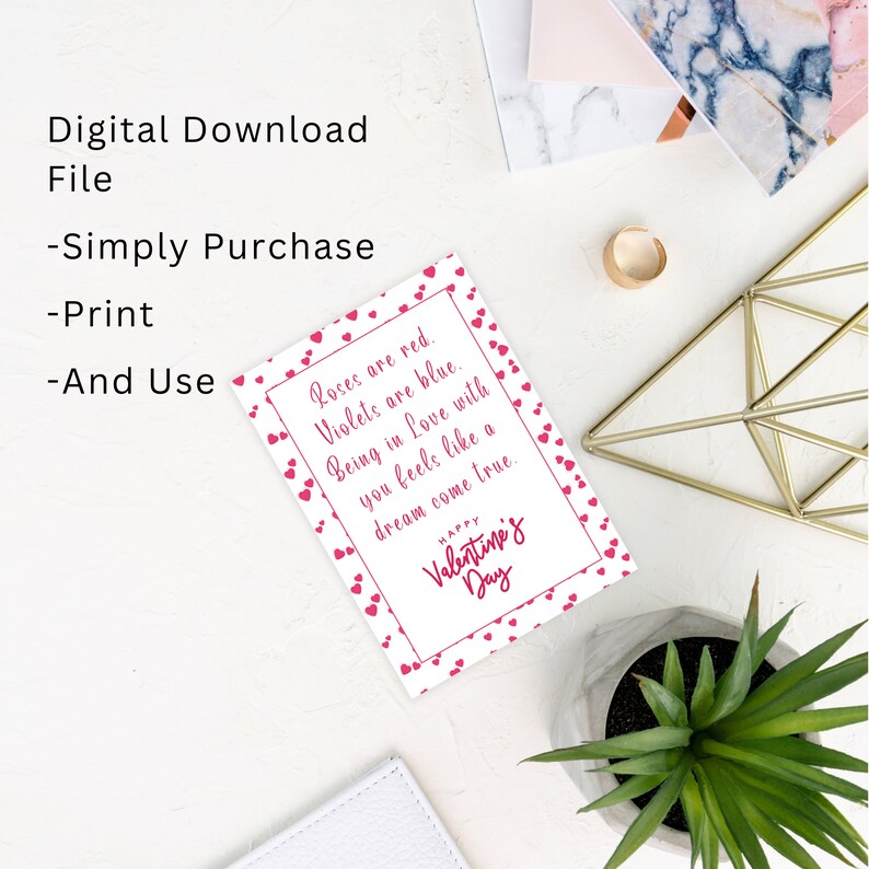 Happy Valentine Printable Card With Red Hearts, Card With Heart ...