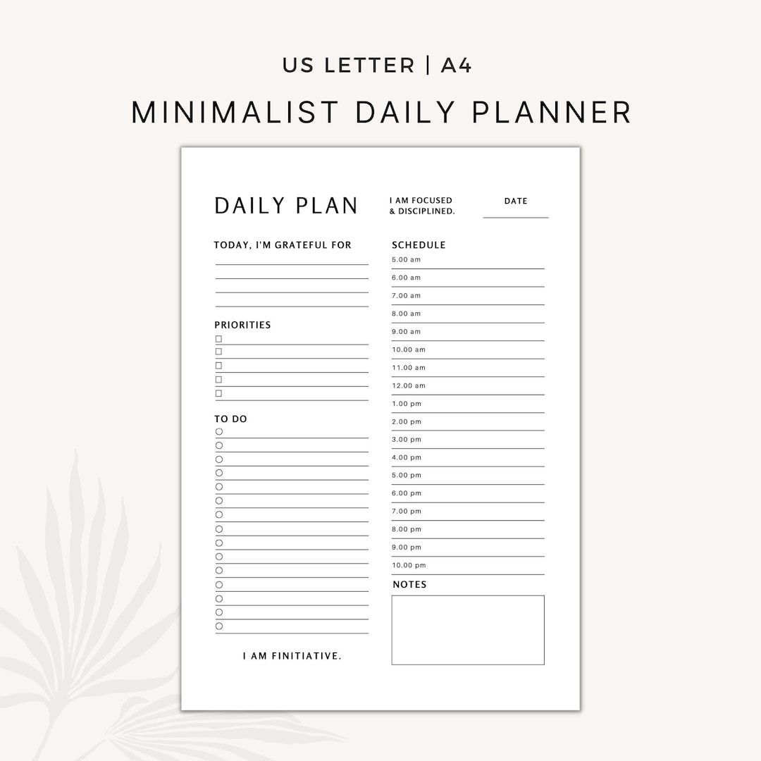 Minimalist Daily Planner Printable Planner Digital Planner - Etsy