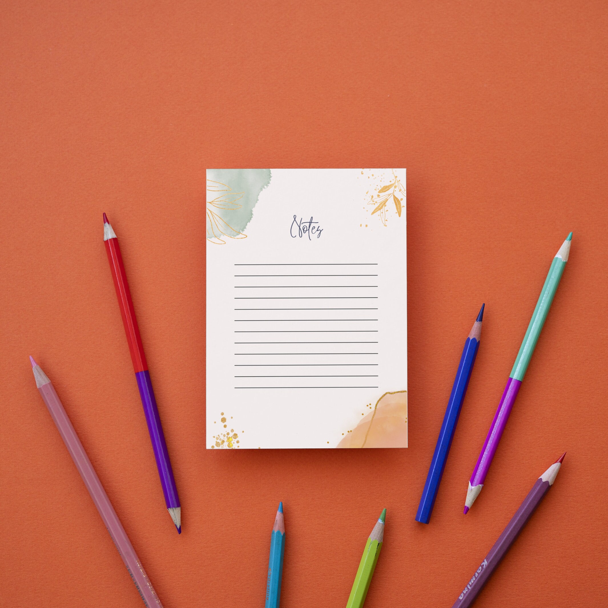 Bohemian Style Lined Notes Printable, Leaf Design, Printable Planner ...