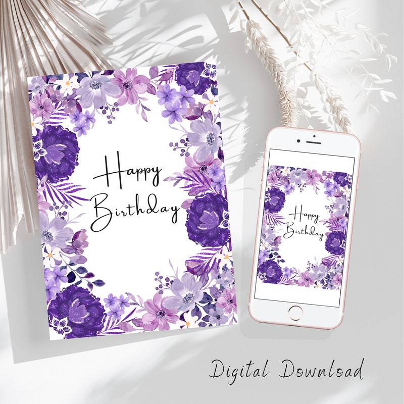 Birthday Card Purple - Etsy