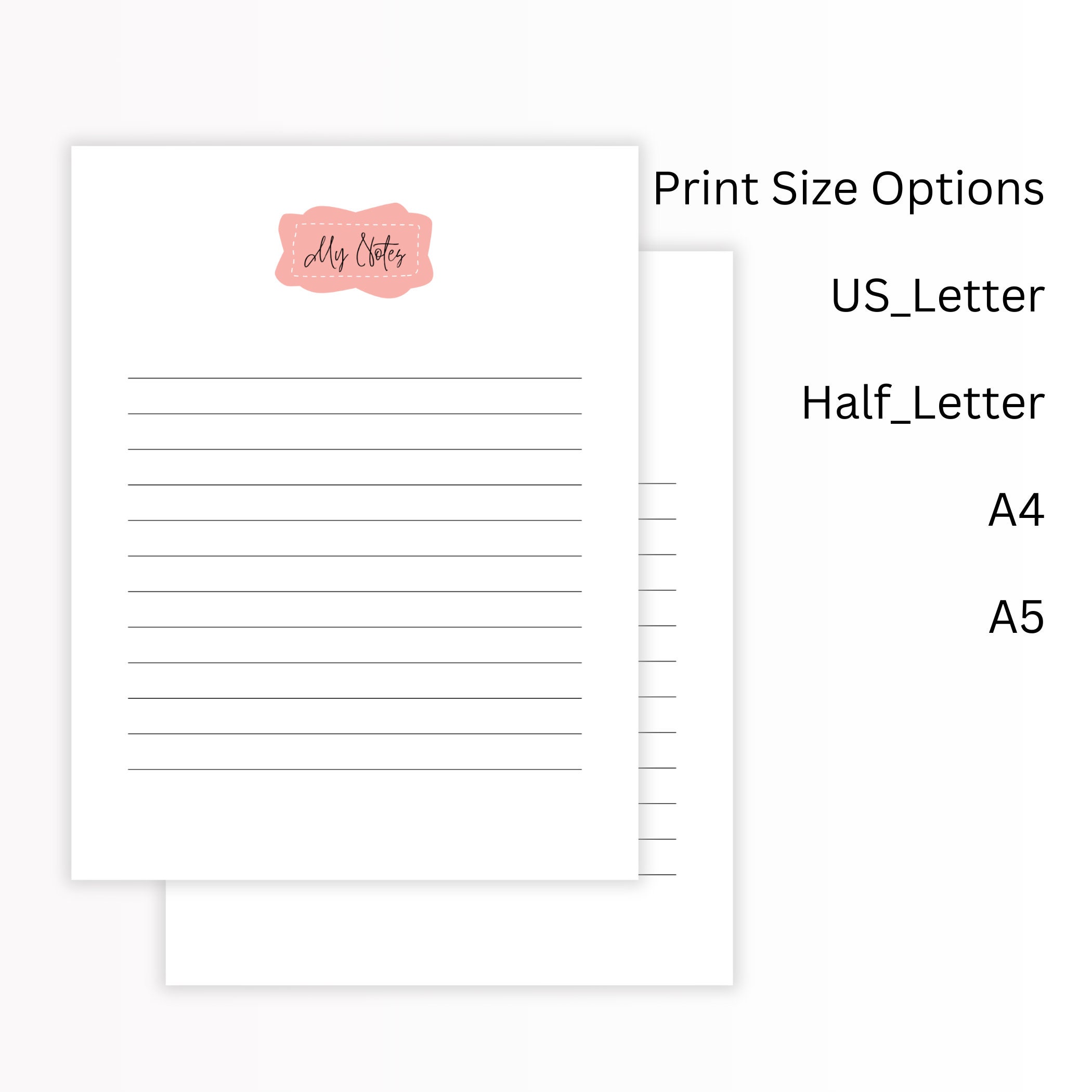Note Taking Template Printable Minimalist Notes Page Printable Lined ...