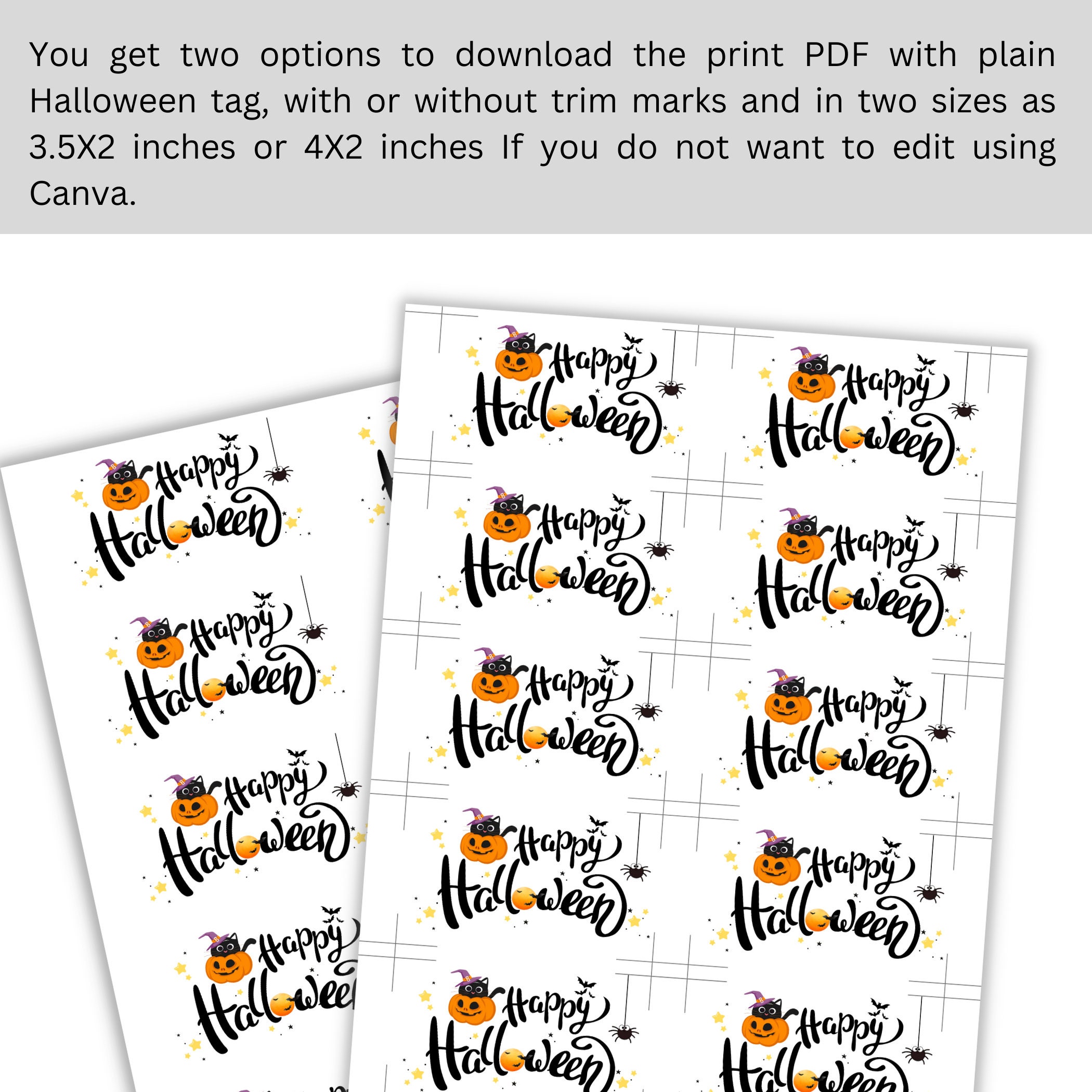 Printable Happy Halloween Gift Tag Canva Editable Halloween Treat Tag ...
