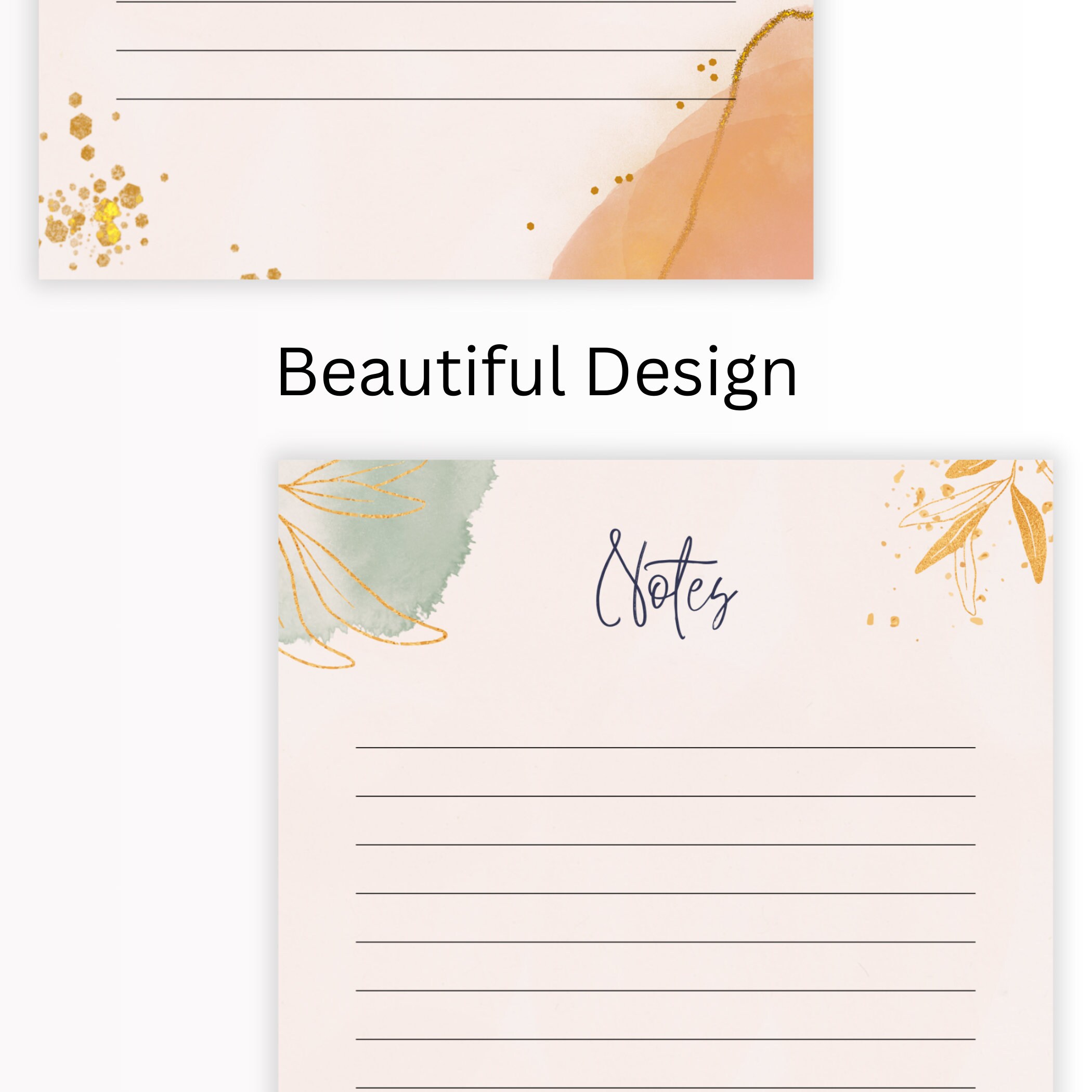 Bohemian Style Lined Notes Printable, Leaf Design, Printable Planner ...