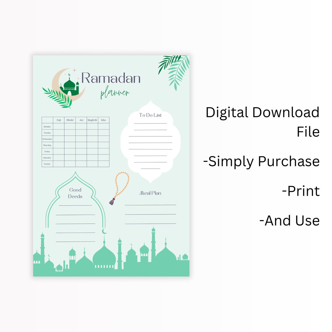 2024 Printable Ramadan Planner Islamic Daily Planner Printable Islamic ...