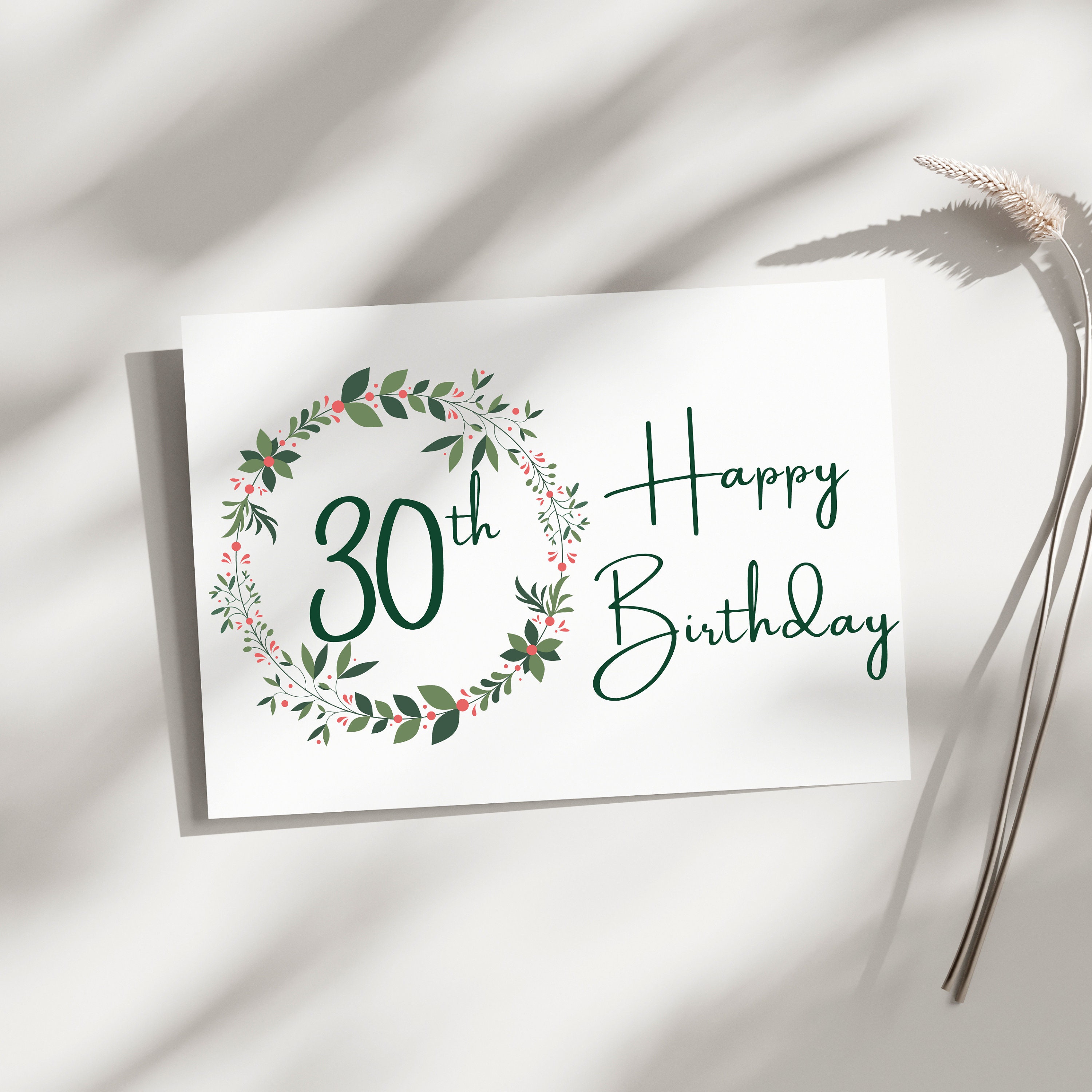 Happy 30th Birthday Card Printable Wildflower Birthday 5x7 Card Wife ...